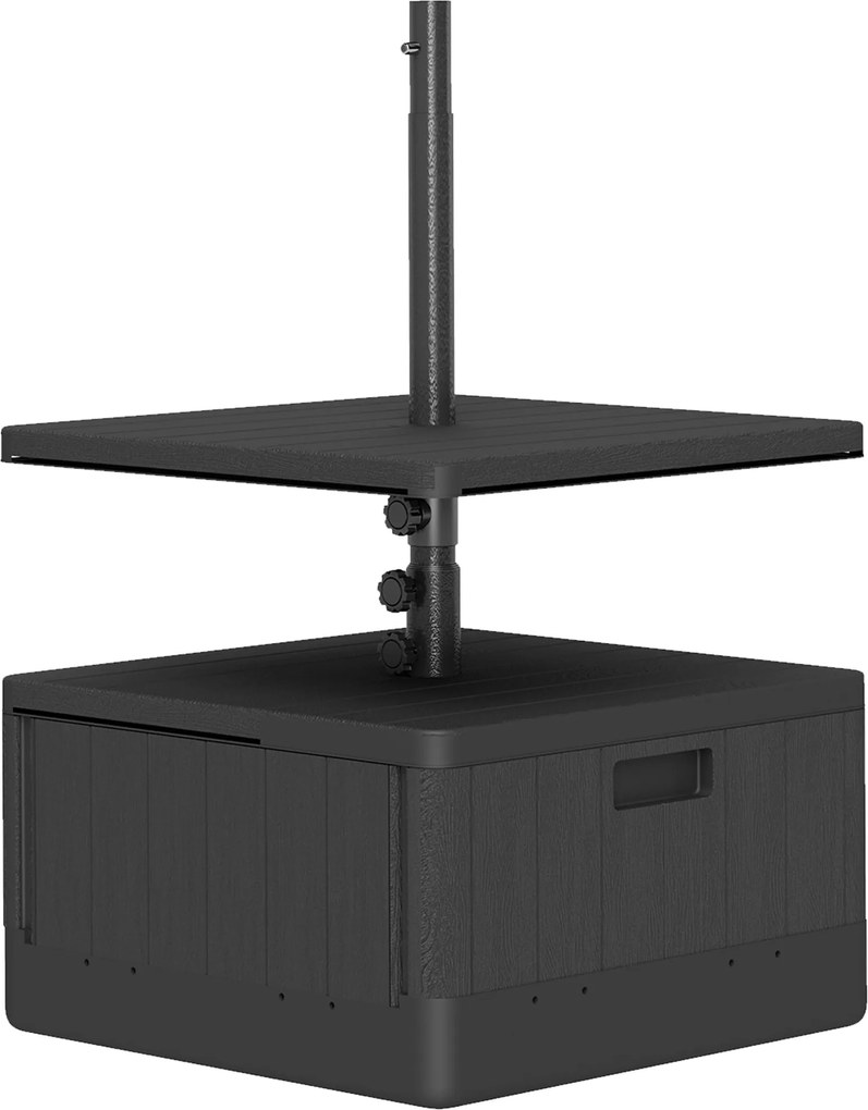 Outsunny Čtvercový Stojan Na Slunečník S Podnosem, HDPE Základna Na Kolečkách, Naplnitelný Vodou Nebo Pískem Pro Terasu, Bazén, Patio, Zahradu 53 x 53