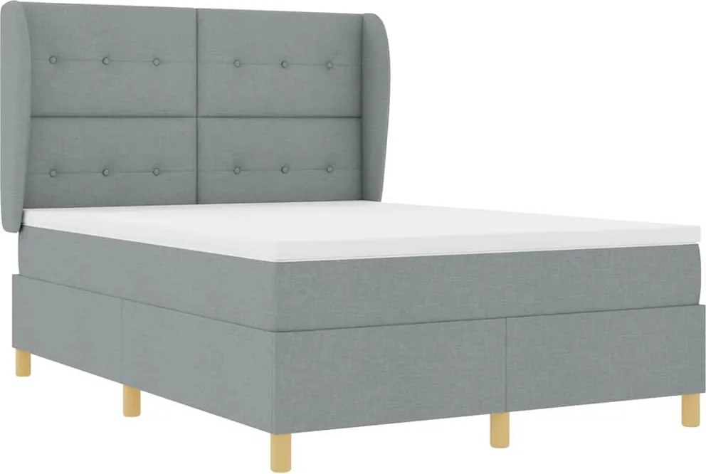 Postel s boxspringem s čelo Světle šedá 200 x 160 cm textil 3340760