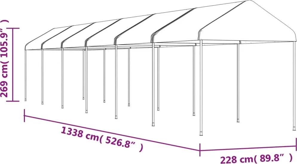 vidaXL Altán se střechou bílý 13,38 x 2,28 x 2,69 m polyethylen [3155506]
