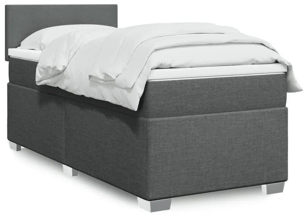 Box spring postel s matrací tmavě šedá 100 x 200 cm textil 3285793
