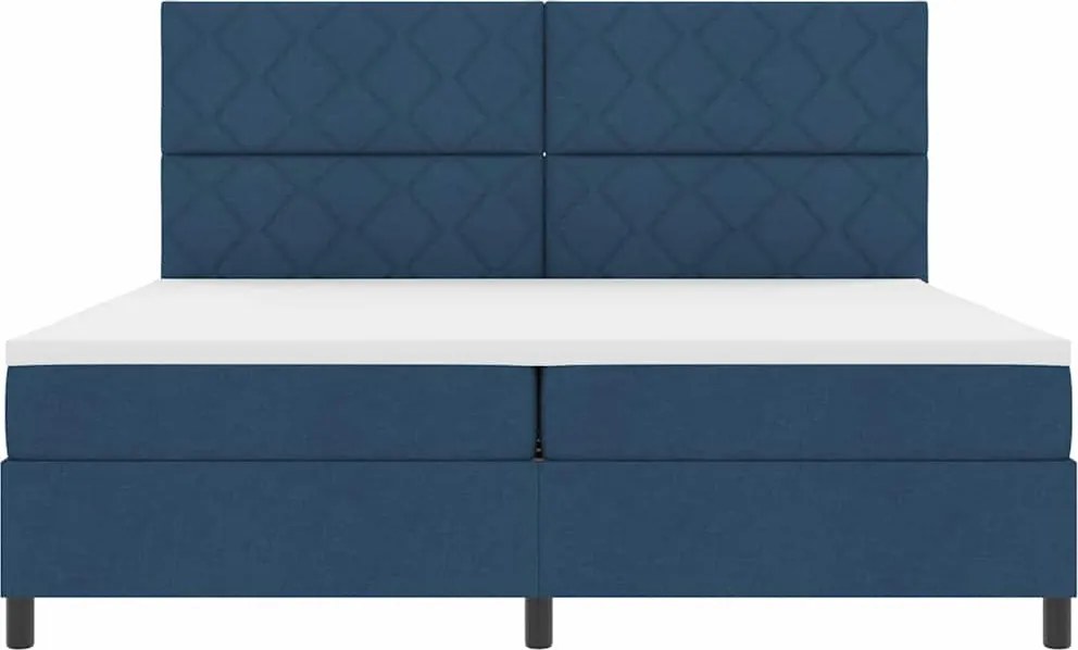 Postel s boxspringem s čelo Modrá 200 x 200 cm textil 3339496