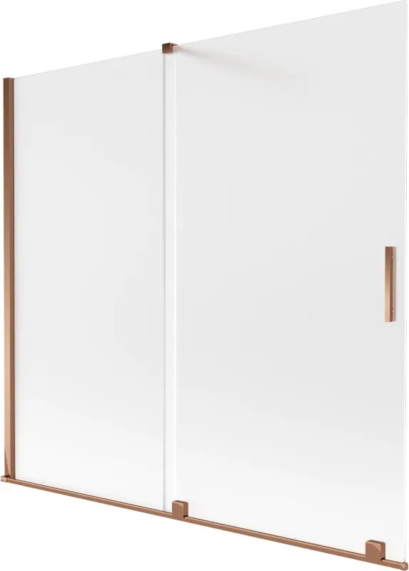 Mexen Velar, 2-křídlová posuvná vanová zástěna 170 x 150 cm, 8mm sklo námraza, růžové zlato, 896-170-000-31-60