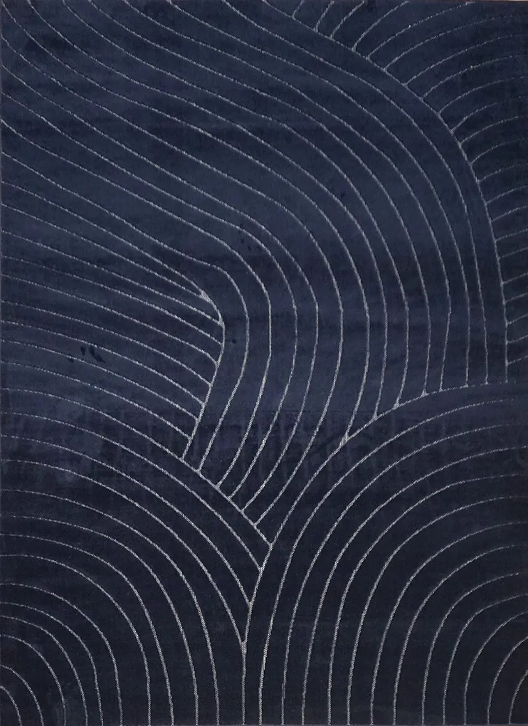 BE Koberec Zen Garden Collection 2402 NAVY - tmavě modrý obdélníkový Rozměr: 140x190 cm