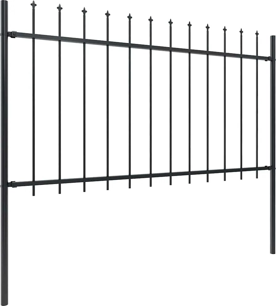 Zahradní plot s kopím nahoře ocelový 504 x 100 cm černý 277613