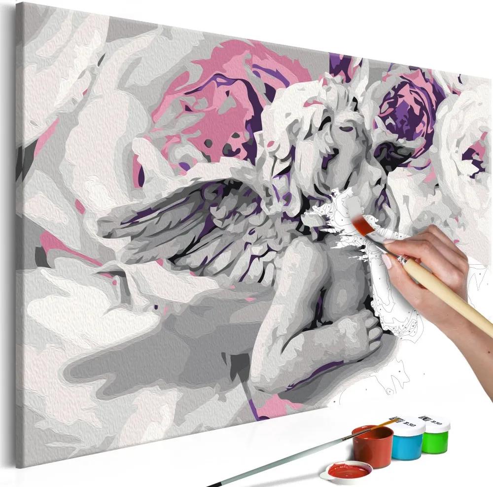 Bimago Malování podle čísel - Angel (Flowers In The Background) | 60x40 cm
