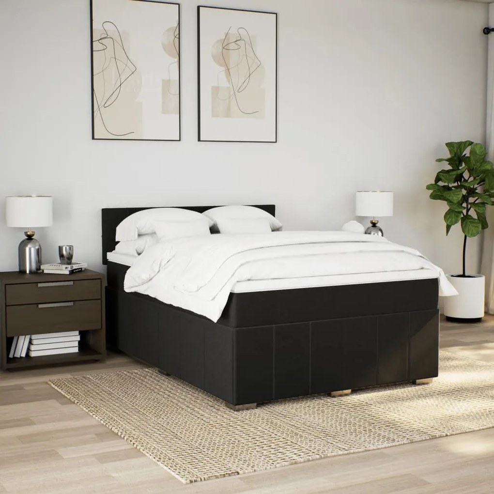 Box spring postel s matrací černá 140x200 cm textil 3289393