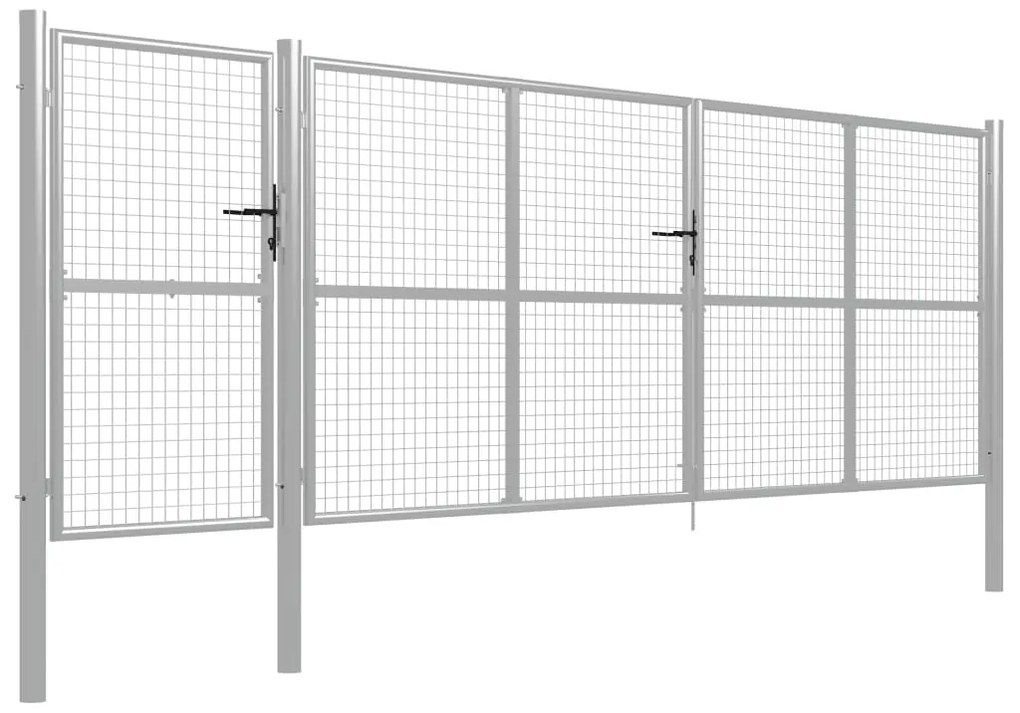 vidaXL Marketos Zahradní brána ocelová 500 x 150 cm stříbrná
