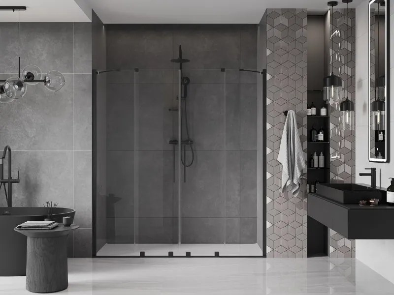 Mexen Velar Duo posuvné sprchové dveře 180 cm, transparentní, černé - 871-180-000-02-70