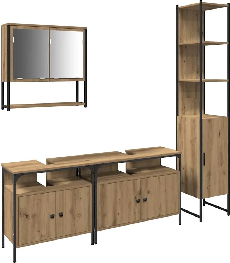 Sada koupelnového nábytku 4 ks Artisanový dub Kompozitní dřevo 3334405