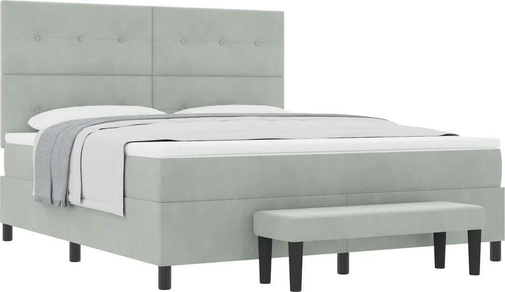 Postel s boxspringem s čelo Světle šedá 200 x 180 cm samet 3344528