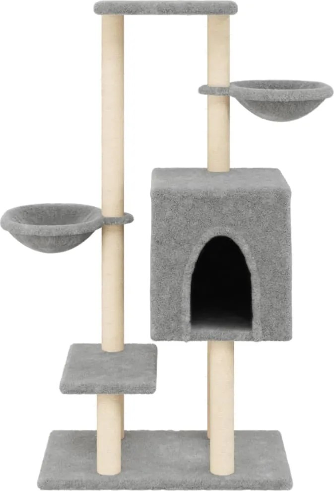 Škrabadlo pro kočky se sisalovými sloupky světle šedé 117 cm 172119