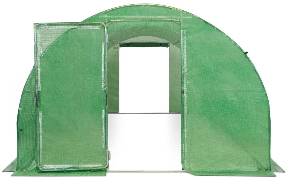 Fóliovník s kovovým rámem 3x6m Garden Point zelený s dveřmi