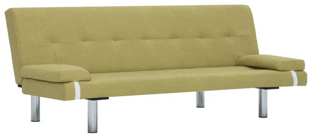 vidaXL 282188 Marketos Sofa Bed with Two Pillows Green Polyester