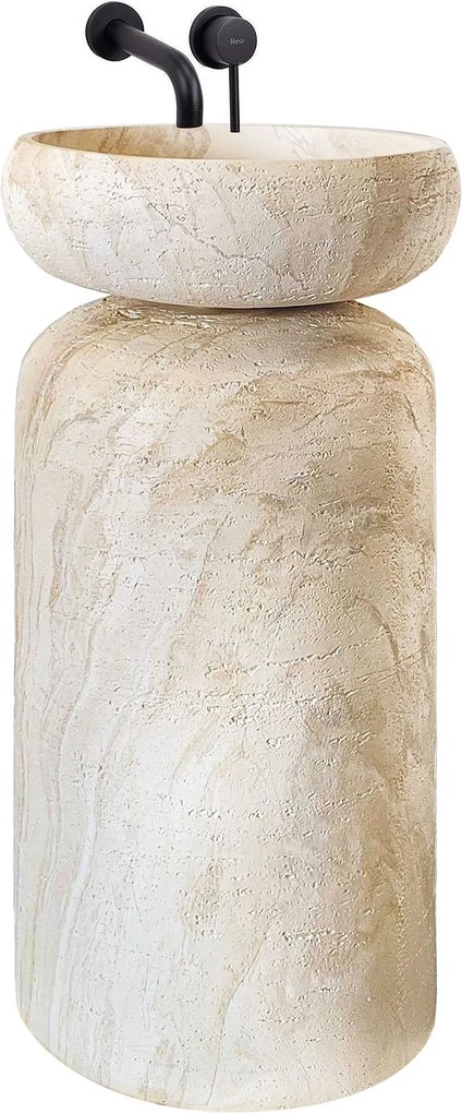 Rea Cheri, volně stojící umyvadlo 410x410x895 mm, imitace kamene-béžová, REA-U0608