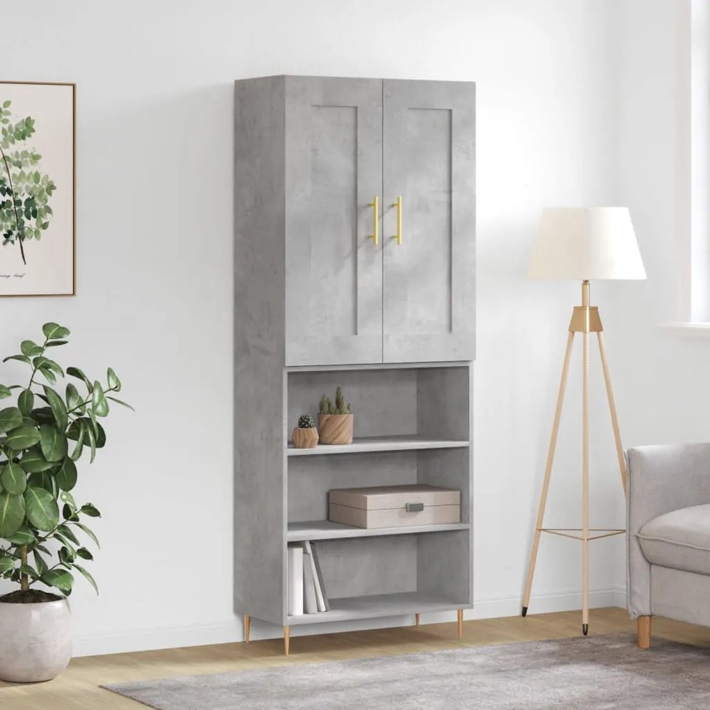Skříň highboard betonově šedá 69,5x34x180 cm kompozitní dřevo