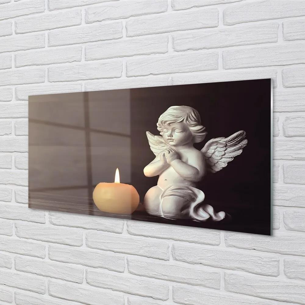Obraz na skle Modlitba Anděl svíčka 120x60 cm