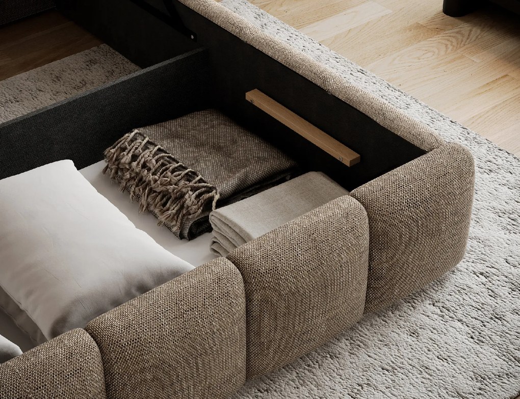 Postel Edvige + Dřevěný rám + plynový výtah + kontejner 140x200