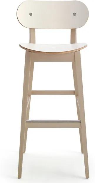 BILLIANI - Dřevěná barová židle se sedákem a opěradlem z barevného lamina GRADISCA 624
