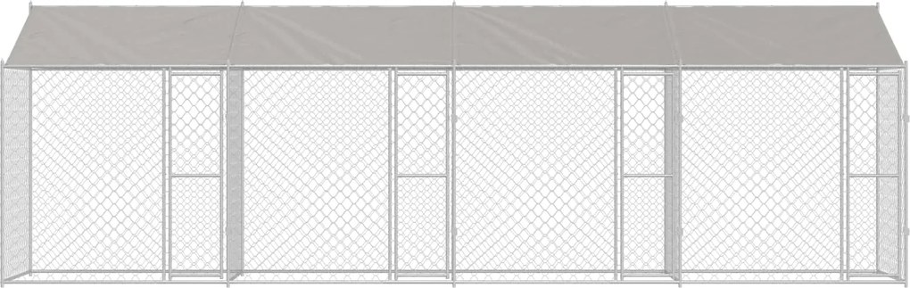Psí klec s střechou Stříbrná 800 x 200 x 256 cm Ocel a PE 3368300