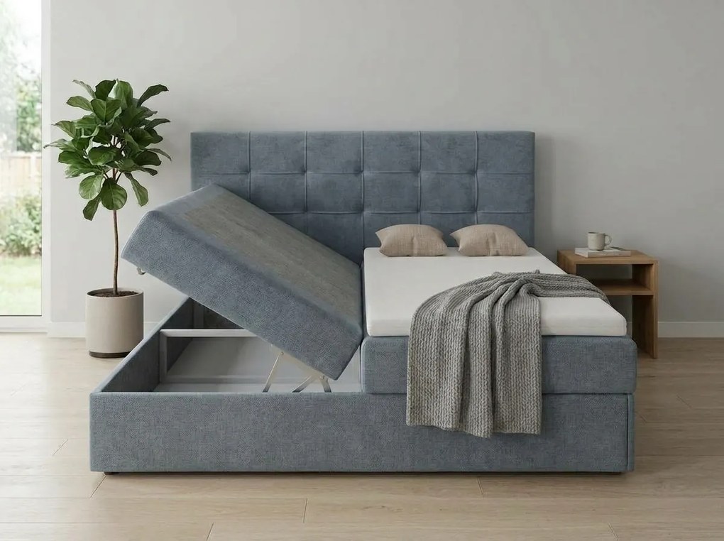 Čalouněná postel boxspring DIRELIS TRINITY 140x200 cm šedá Matrace: Matrace Bonell pružinová
