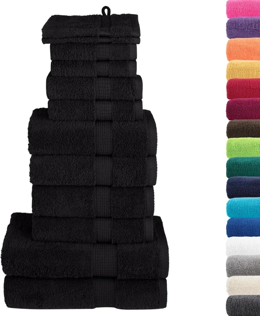 12dílná sada ručníků Premium SOLUND černá 600 g/m² 137582