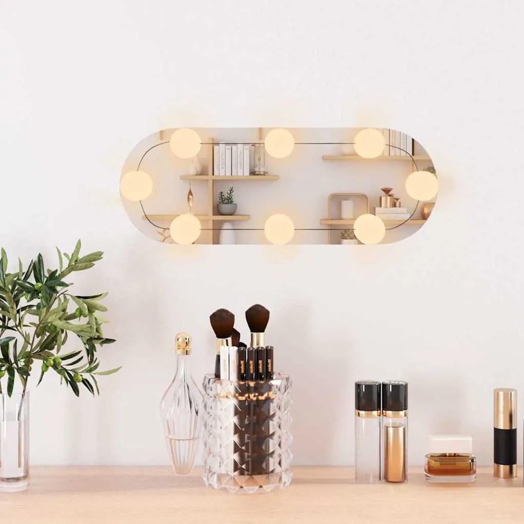 Nástěnné zrcadlo s LED osvětlením 15 x 40 cm sklo oválné 3189158
