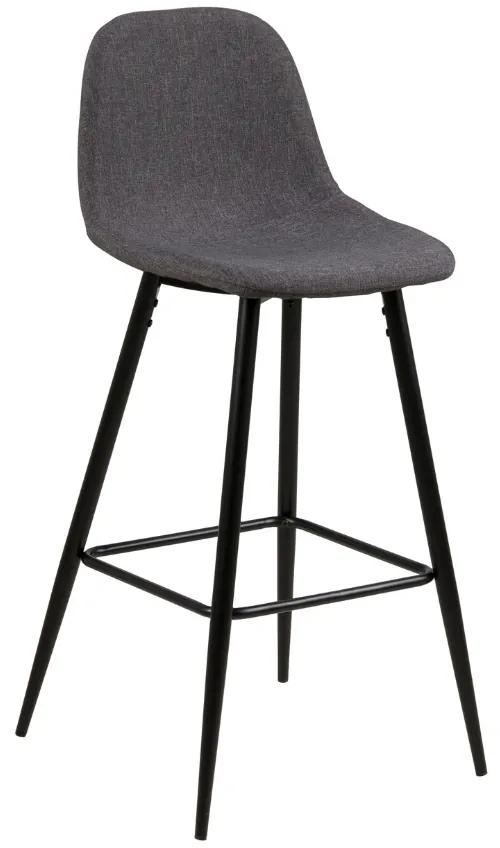 OnaDnes -20% Scandi Tmavě šedá látková barová židle Wanda 73 cm s černou podnoží