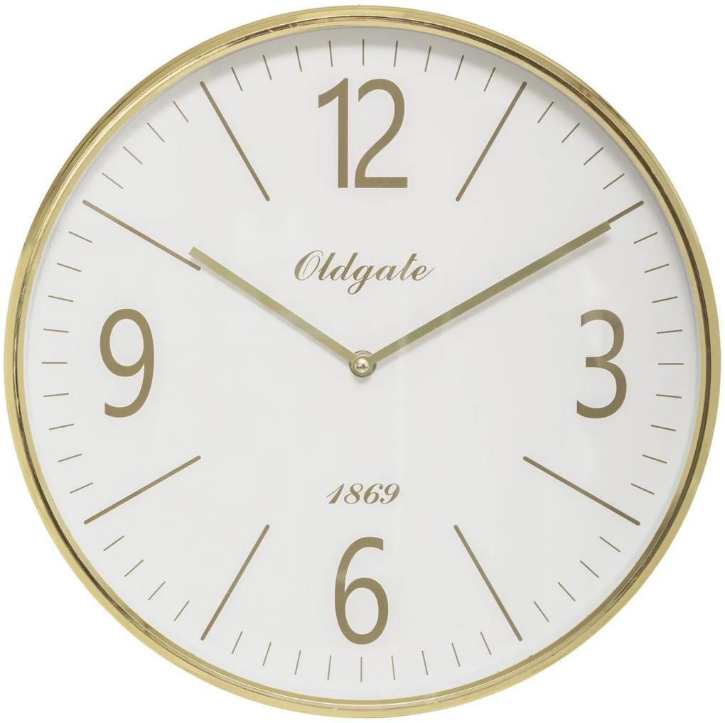 Zlaté nástěnné hodiny CLEO, O 35,5 cm, plastové