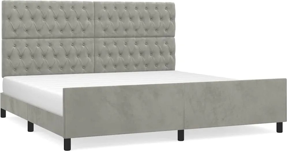 Rám postele bez matrace světle šedý 200 x 200 cm samet 3125958