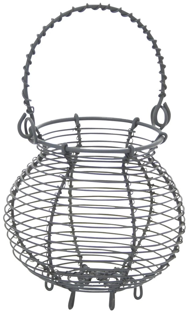 Krasilnikoff Košíček Egg - malý, natur, šedá barva, kov