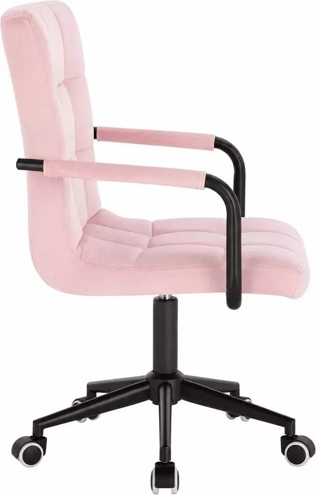 LuxuryForm DESIGN Otočná židle VERONA BLACK VELUR na černé podstavě s kolečky - růžová