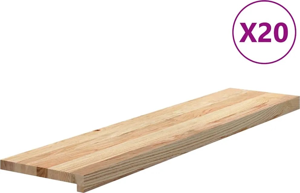 Nášlapy na schody 20 ks neošetřené 110x25x2 cm masivní dub 3282945