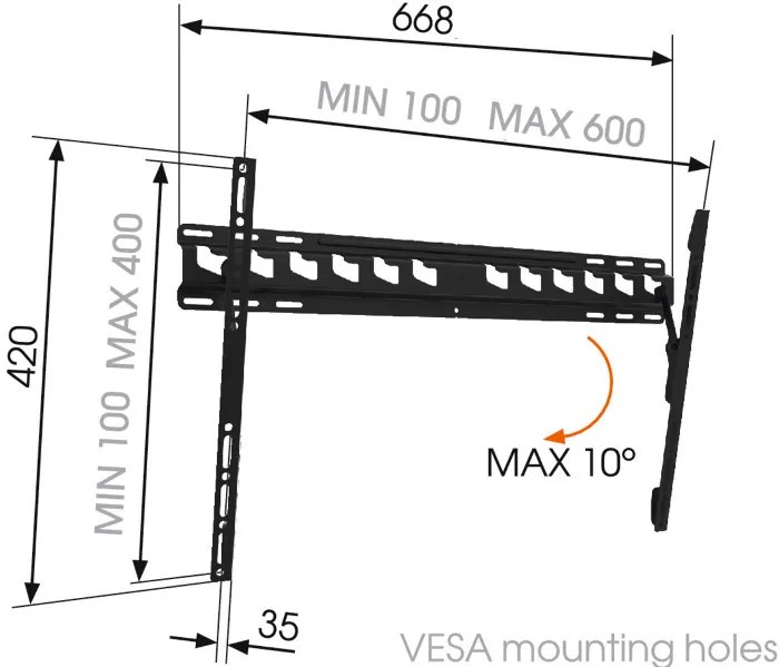 MA4010 Držák s náklonem | 40"-65" | 60kg