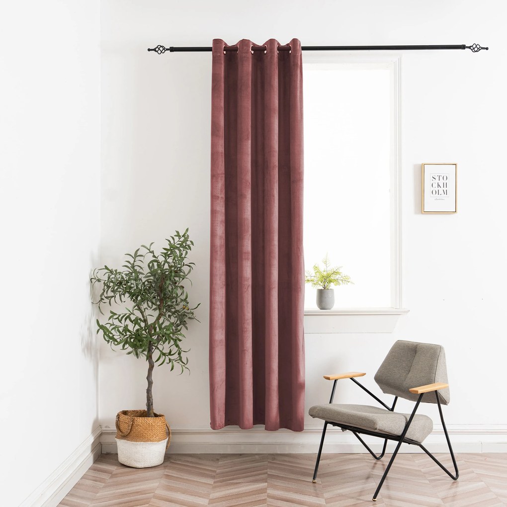 Zatemňovací závěs ELVIO VELVET 140x250 cm, starorůžový Zavěšení: Kovové kroužky