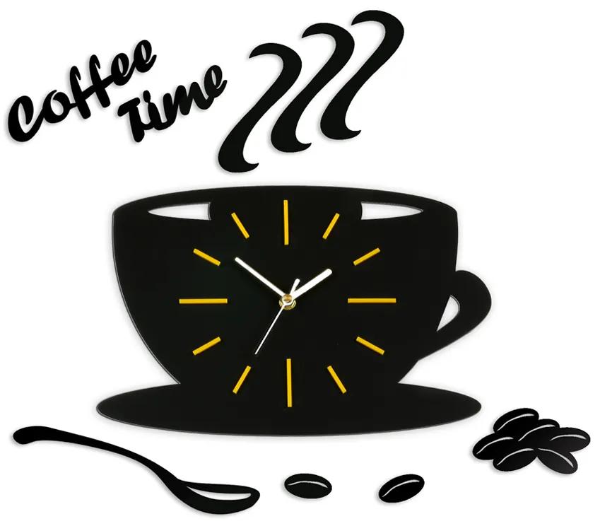 3D Nalepovací hodiny Coffee černožluté