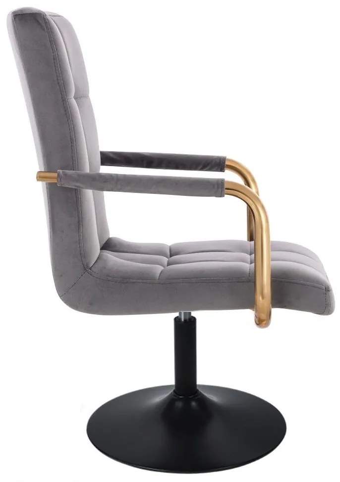 LuxuryForm DESIGN Otočná židle VERONA GOLD VELUR na černém talíři - tmavě šedá