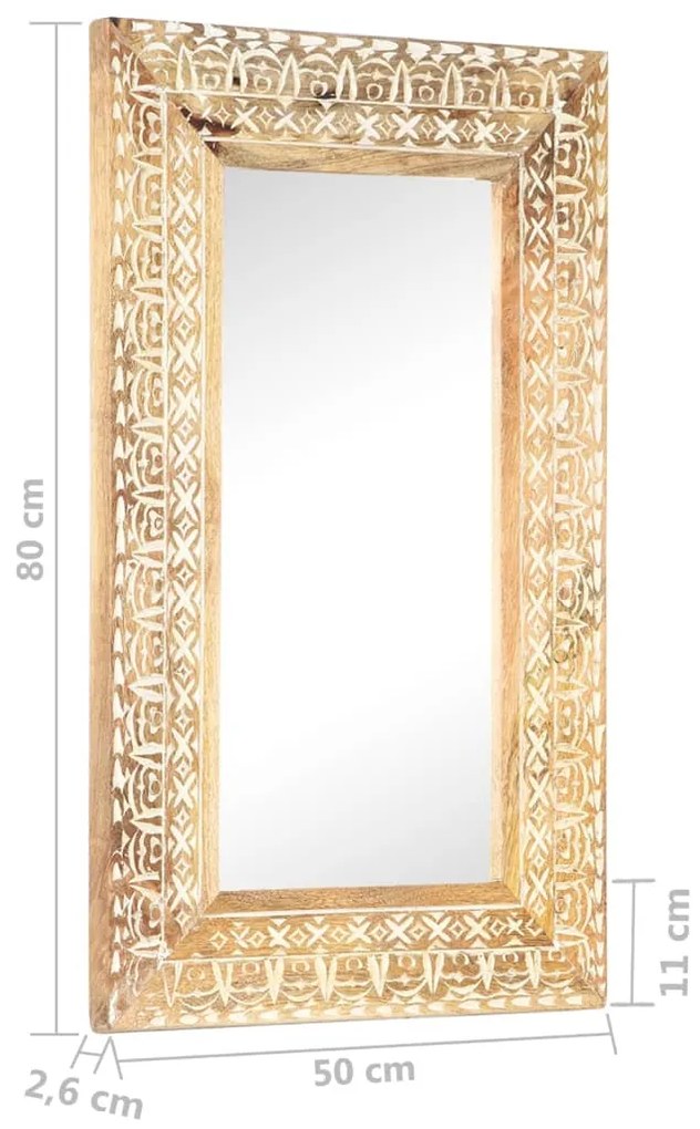 Ručně vyřezávané zrcadlo 80 x 50 x 2,6 cm masivní mangovník - Default Title