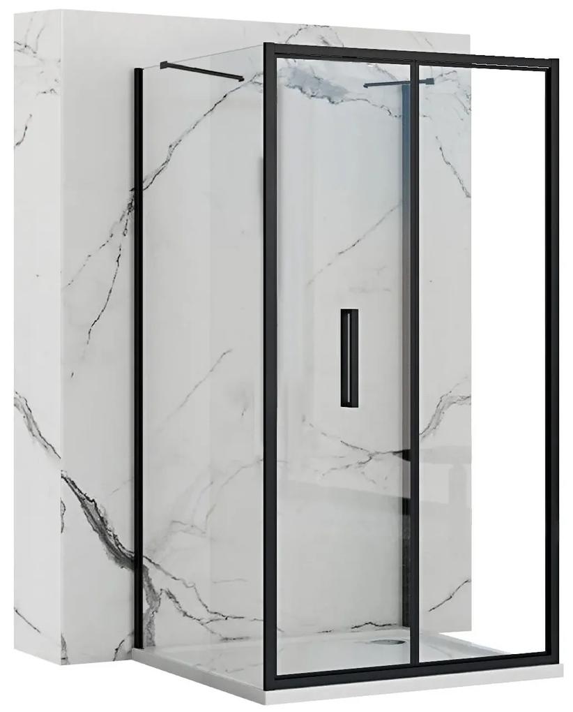3-stěnný čtvercový sprchový kout REA RAPID FOLD 100/dveře x 100/zástěna cm, černý