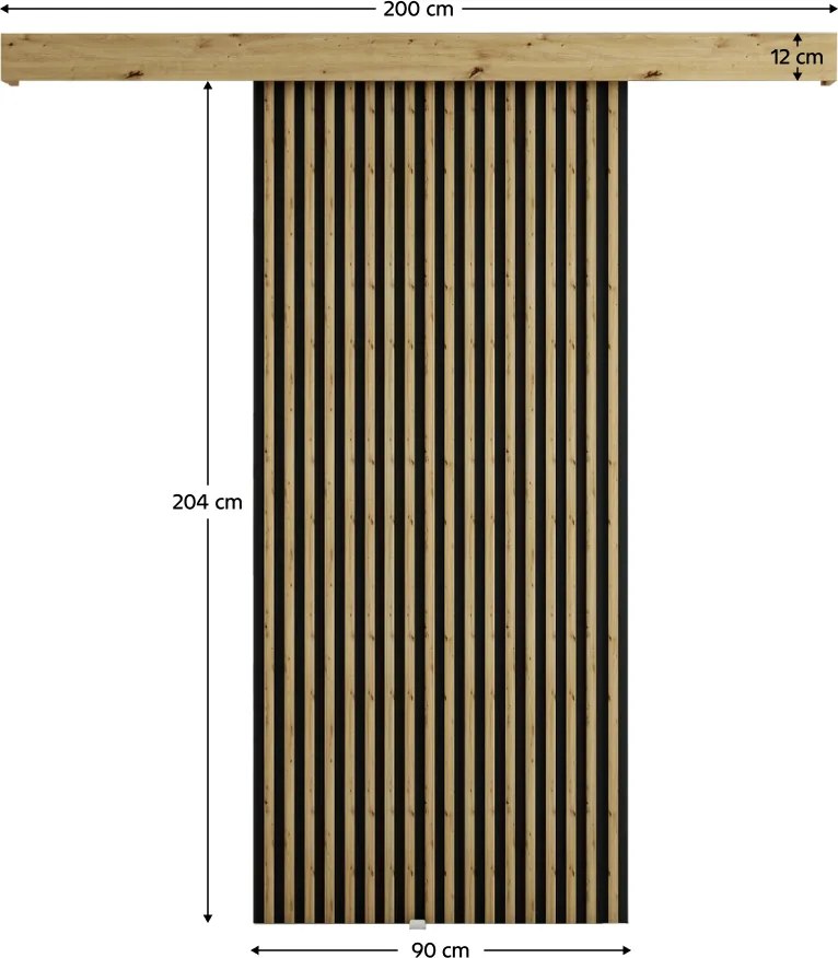Posuvné dveře, černá/dub artisan, MODEN 90 1