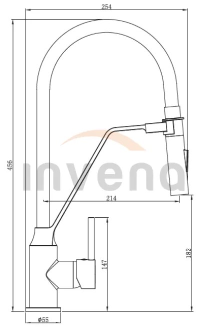 Invena Terra, kuchyňská baterie s elastickým ramenem, černá-chrom, INV-BZ-54-L04-D