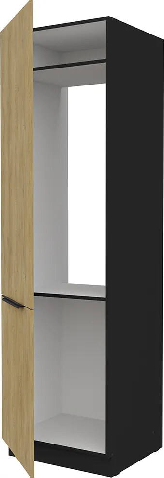 CREMONA cc | vysoká skříňka 60 LO-210 2F na vestavnou lednici | 60 cm | černá/cremona