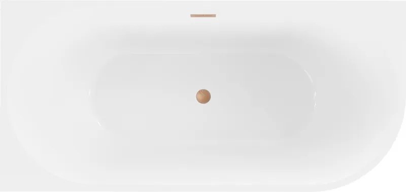 Mexen Mia volně stojící rohová vana vlevo 180 x 80 cm, bílá, kartáčovaná měď - 52691808000L-65