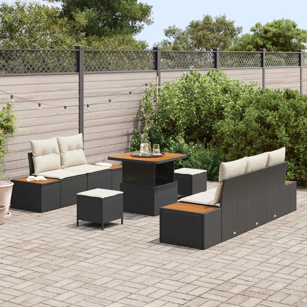 Sada zahradních pohovek 8 pcs 7-Seater Černá a krémová 3363245