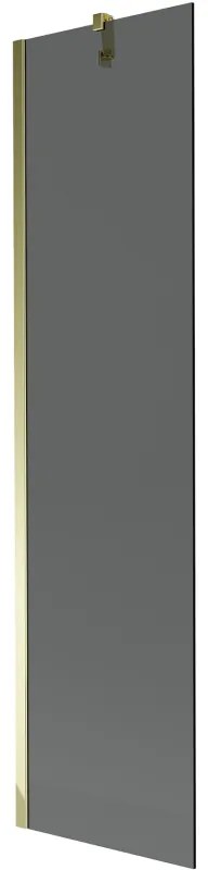 Mexen Next, vanová zástěna 1-křídlová 50 x 150 cm, fixní křídlo, 6 mm šedé sklo, zlatý profil, 895-050-000-00-40-50