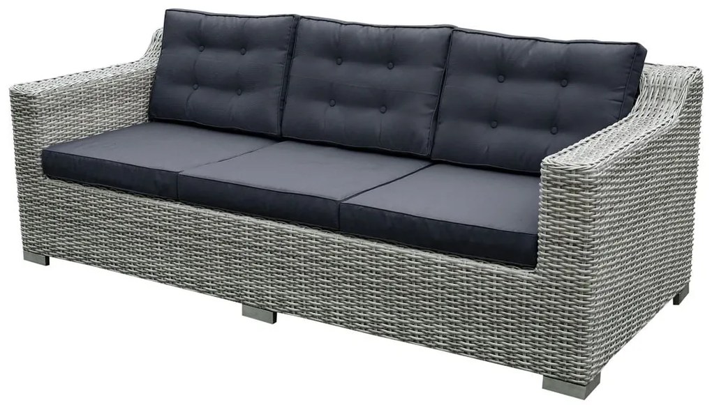 Sunfun Pauline Set lounge nábytku, 4 díly, kov, plast, polyratan, sklo, bambusově šedá, antracit