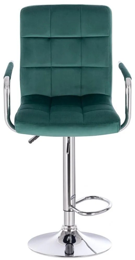 LuxuryForm DESIGN Barová židle VERONA VELUR na stříbrné kulaté podstavě - zelená