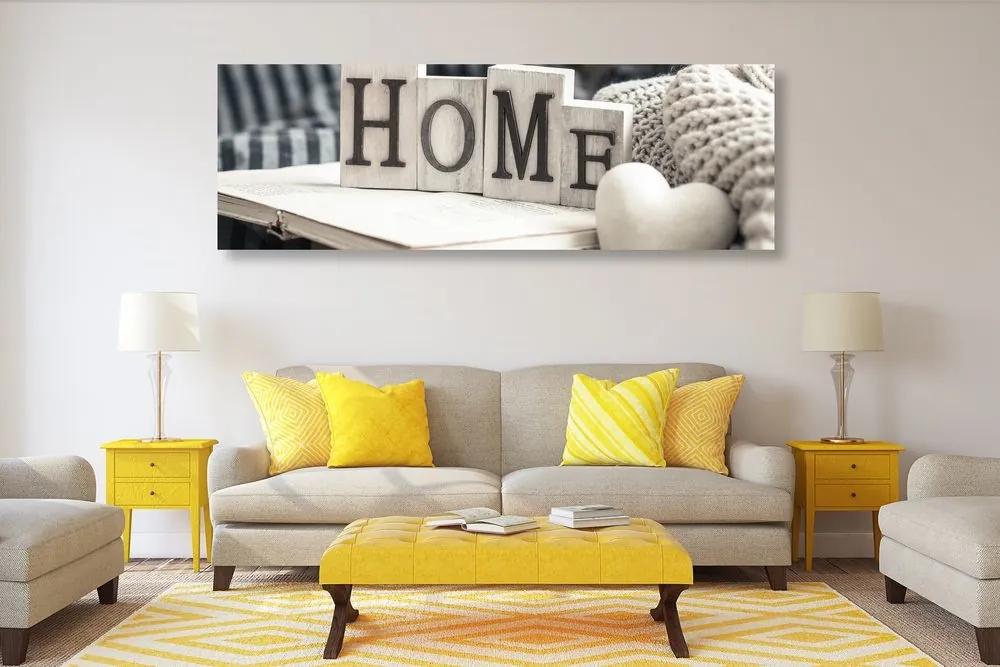 Obraz s nápisem Home a zátiším - 120x40 cm