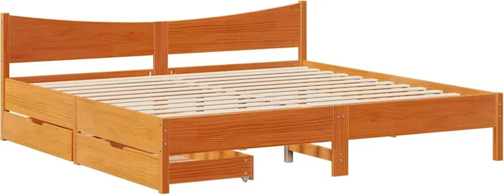 Rám postele se zásuvkami voskově hnědý 180 x 200 cm borovice 3301898