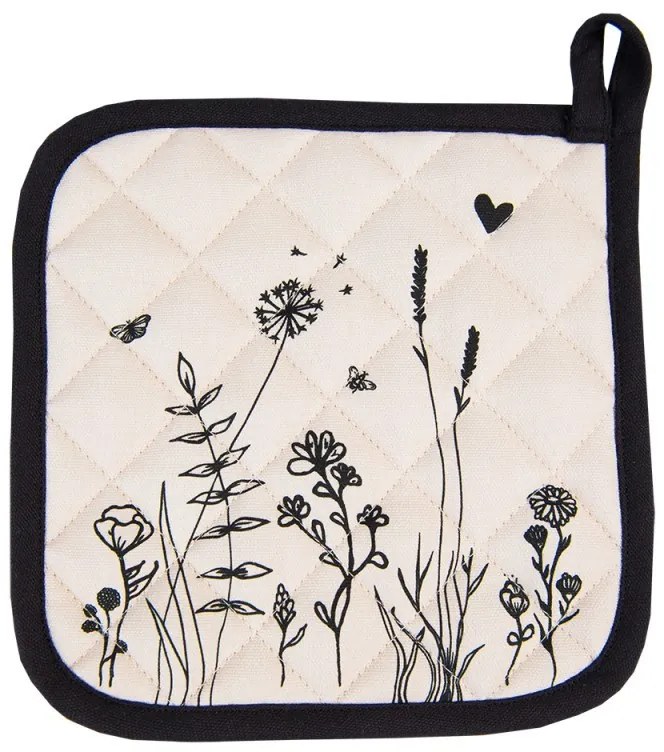 Béžová chňapka - podložka s květinami Flora And Fauna - 20*20 cm