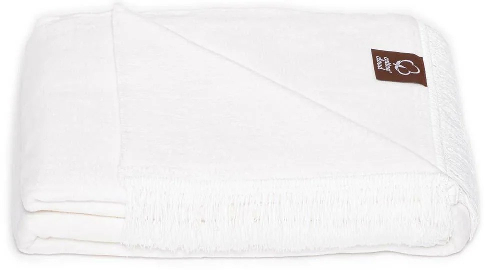 Unia - Cotton Cloud Bavlněná akrylová přikrývka 150x200 0293/45 bílá sněhová vločka přehoz na postel zakončený střapci